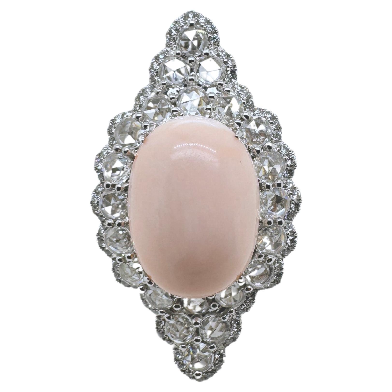 18k White Gold Rose Cut Double Flower Diamond Ring For Sale at 1stDibs