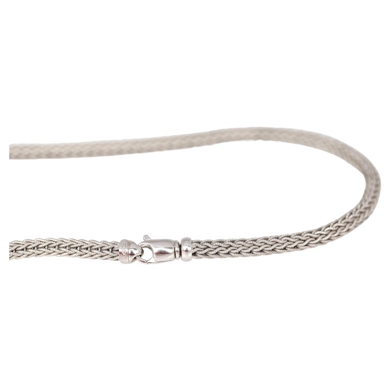 18K White Gold Cord Snake Fox Tail Link Chain, 1990 For Sale at 1stDibs