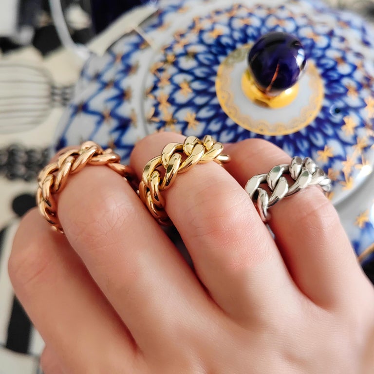 18K White Gold Cuban Fashion Ring For Sale at 1stDibs