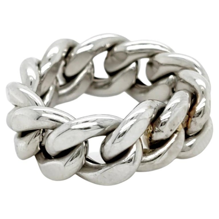 18K White Gold Cuban Fashion Ring For Sale at 1stDibs