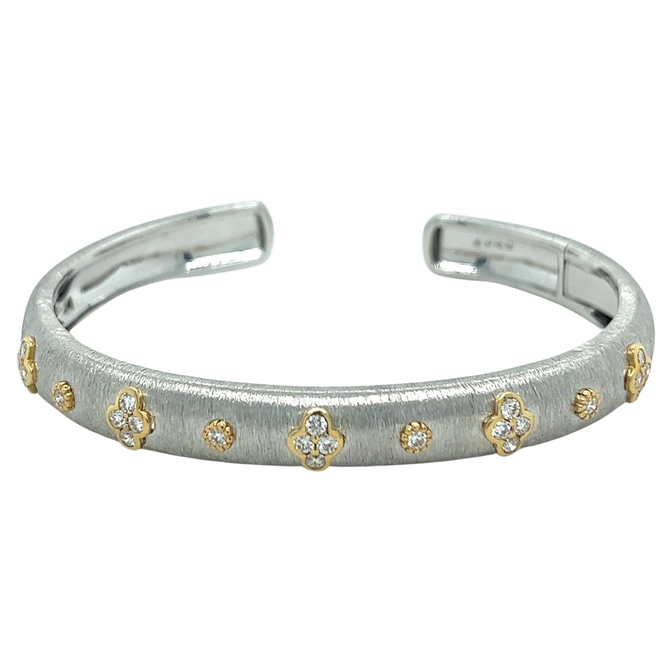 18K Yellow Gold Delicate Diamond Bracelet in Florentine Finish For Sale ...
