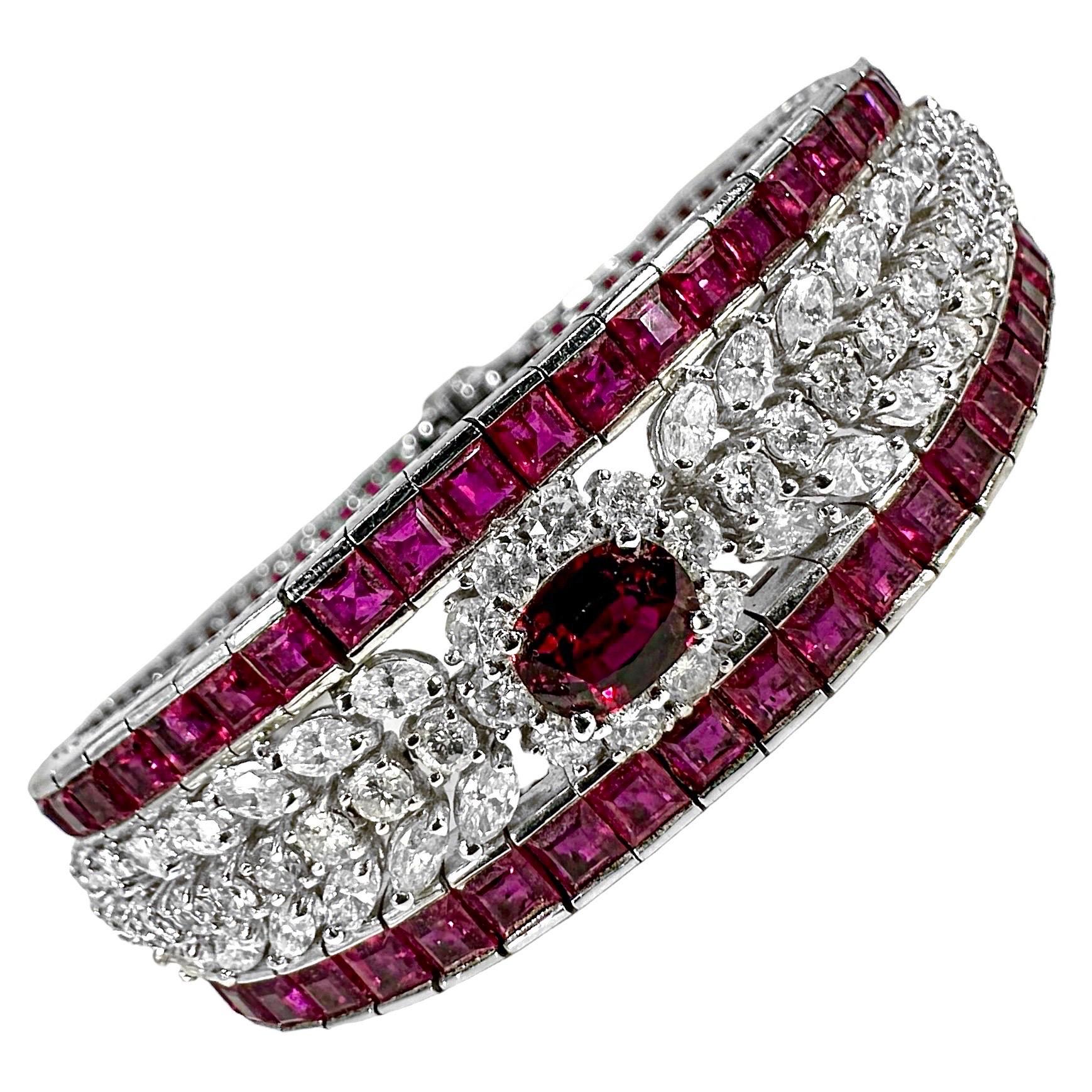 18K Diamond and Ruby Bracelet For Sale at 1stDibs