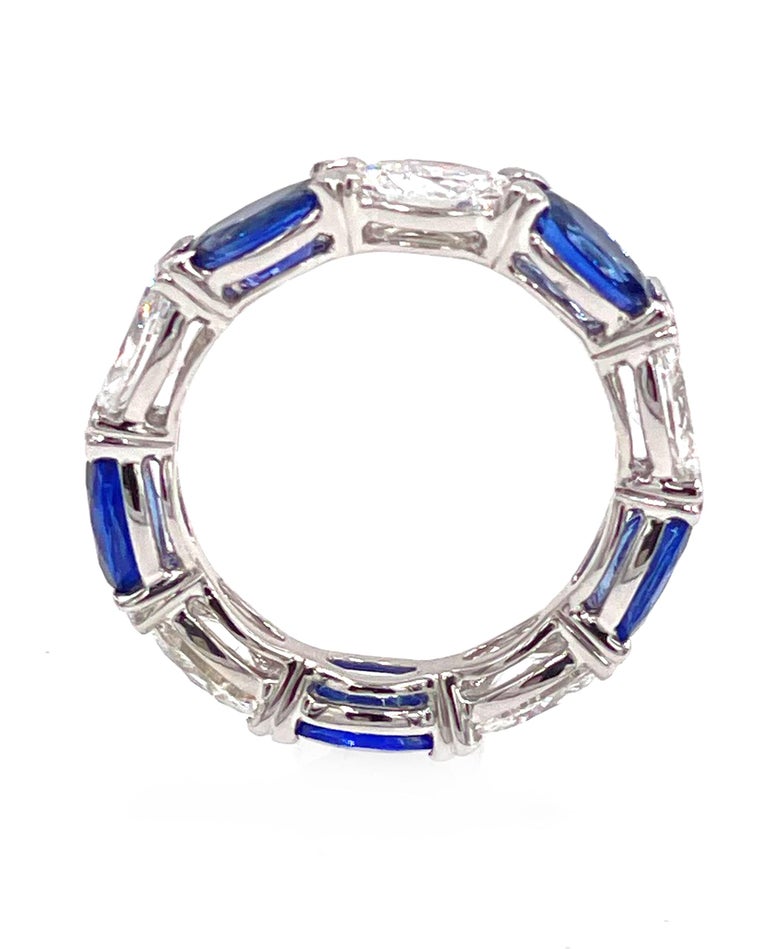 18K White Gold Diamond and Sapphire Eternity Ring For Sale at 1stDibs