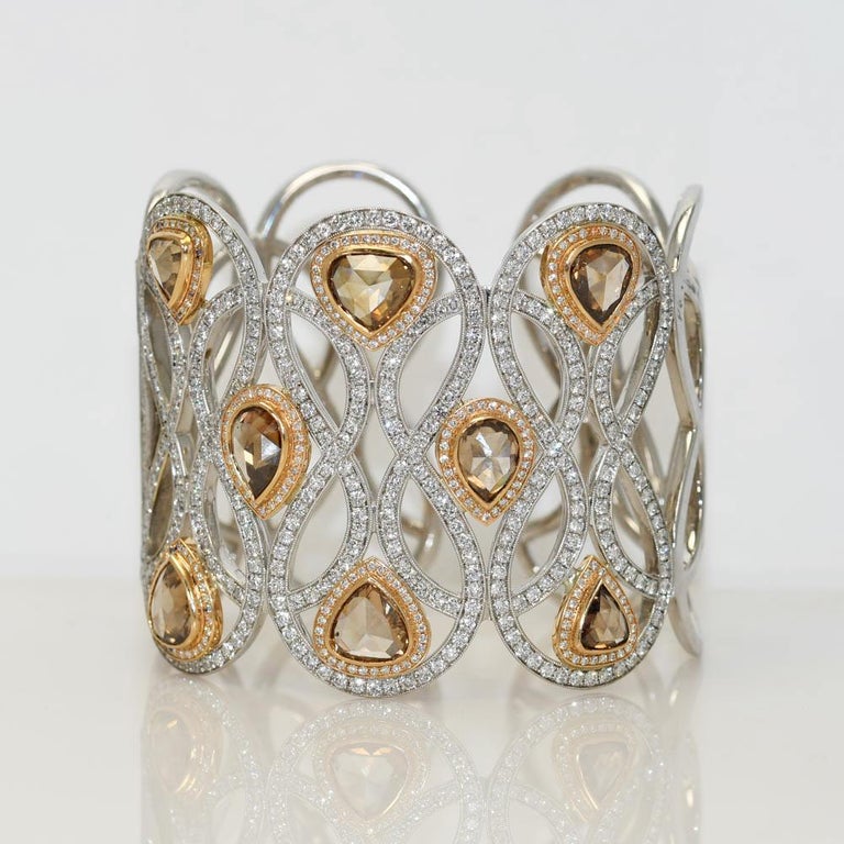 18K White Gold Diamond Bracelet, 23.00 TDW, 91.8g For Sale at 1stDibs