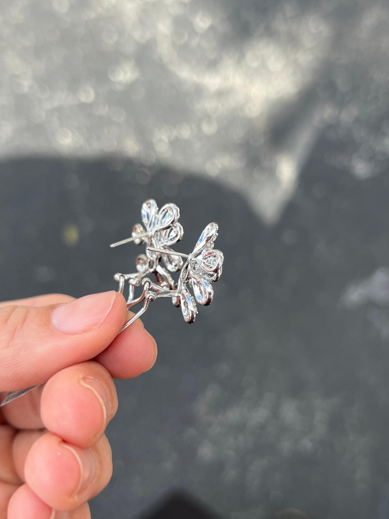 18K White Gold Diamond Bridal Firework Statement Earrings For Sale at ...