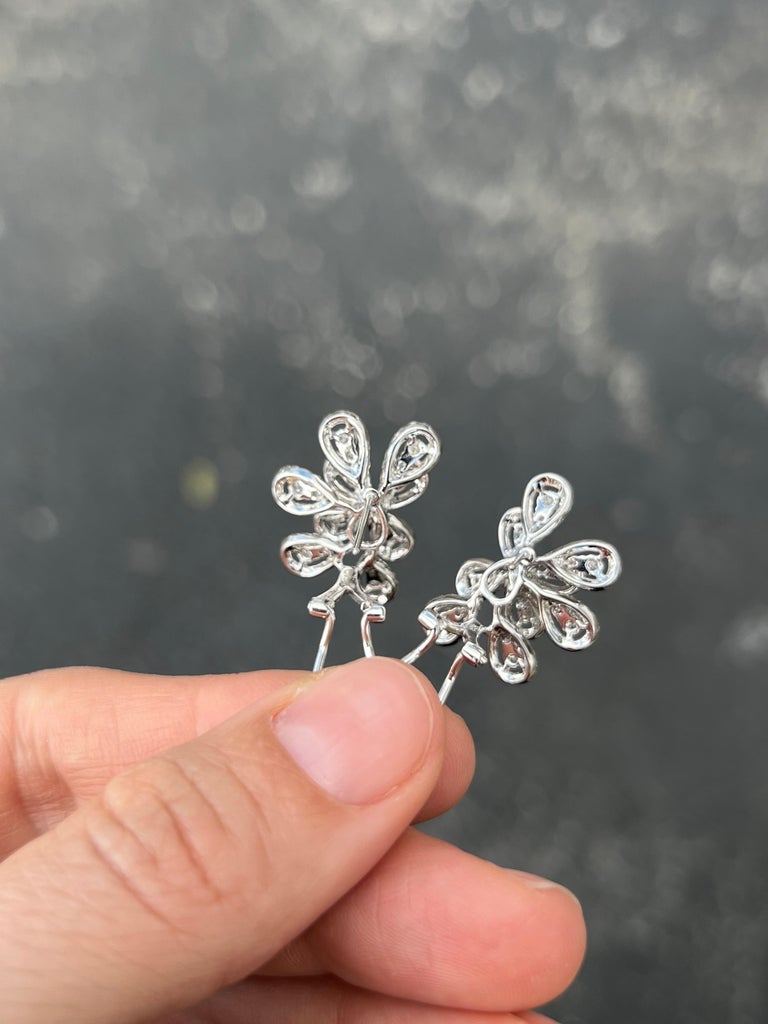 18K White Gold Diamond Bridal Firework Statement Earrings For Sale at ...