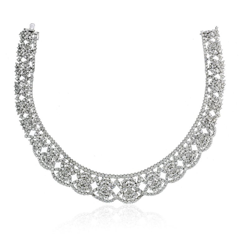 18K White Gold Diamond Collar 53.00cttw Necklace For Sale at 1stDibs ...