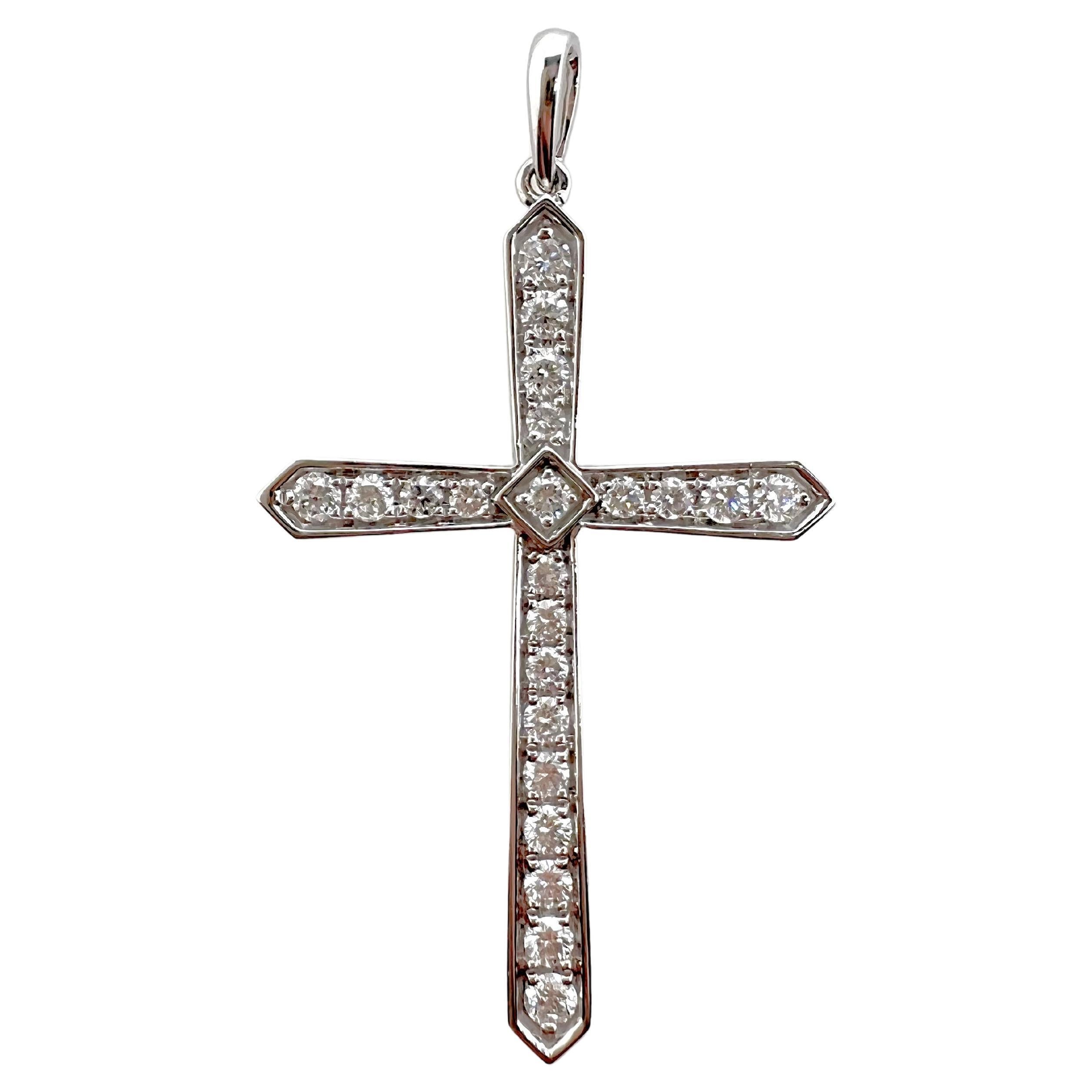 Petite Diamond Cross Pendant Set in 18k Yellow Gold at 1stDibs