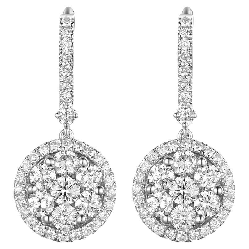 CADAR Twin Drop Earrings, 18K Yellow Gold and White Diamonds at 1stDibs