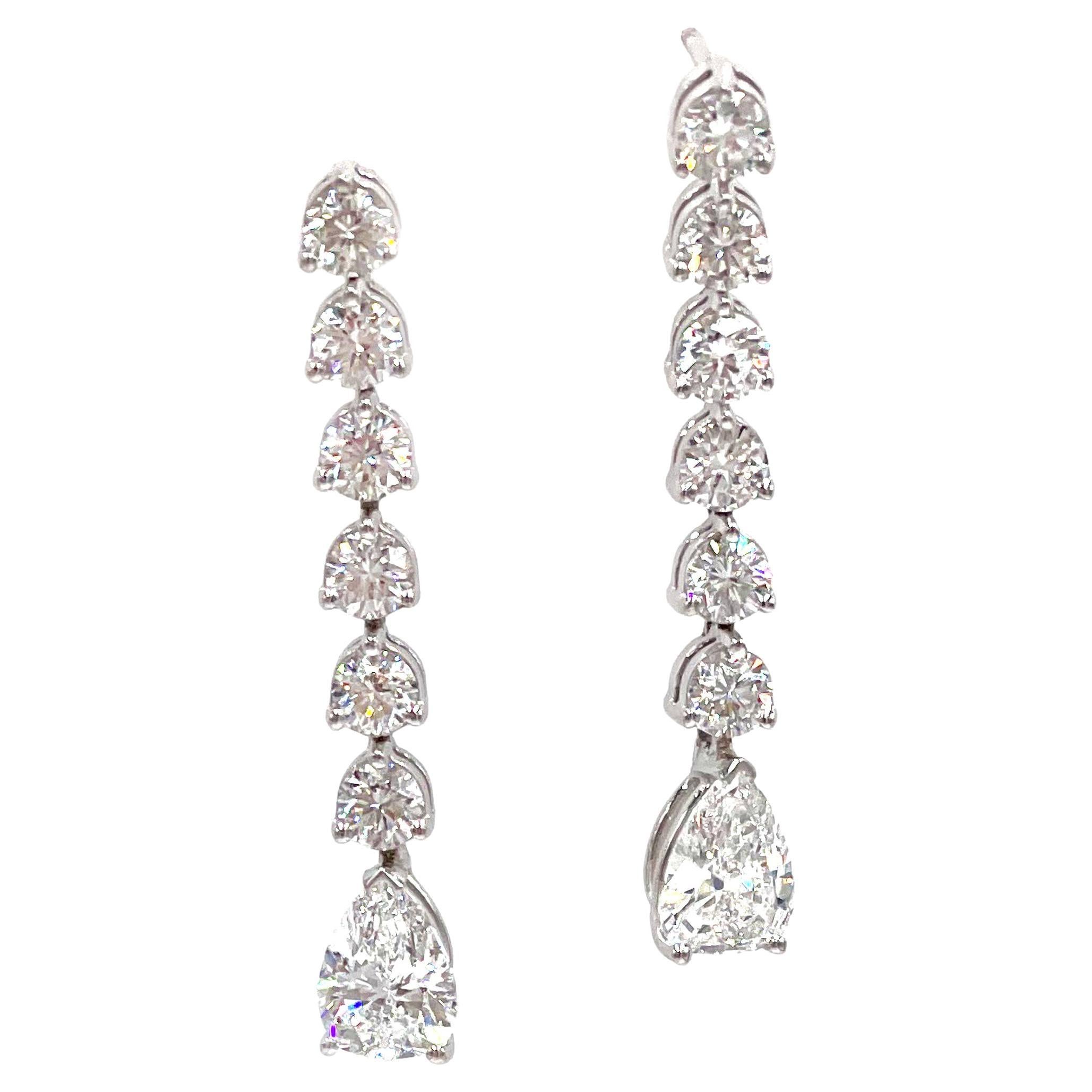 Pear Shape Diamond Drop Flower Earrings at 1stDibs