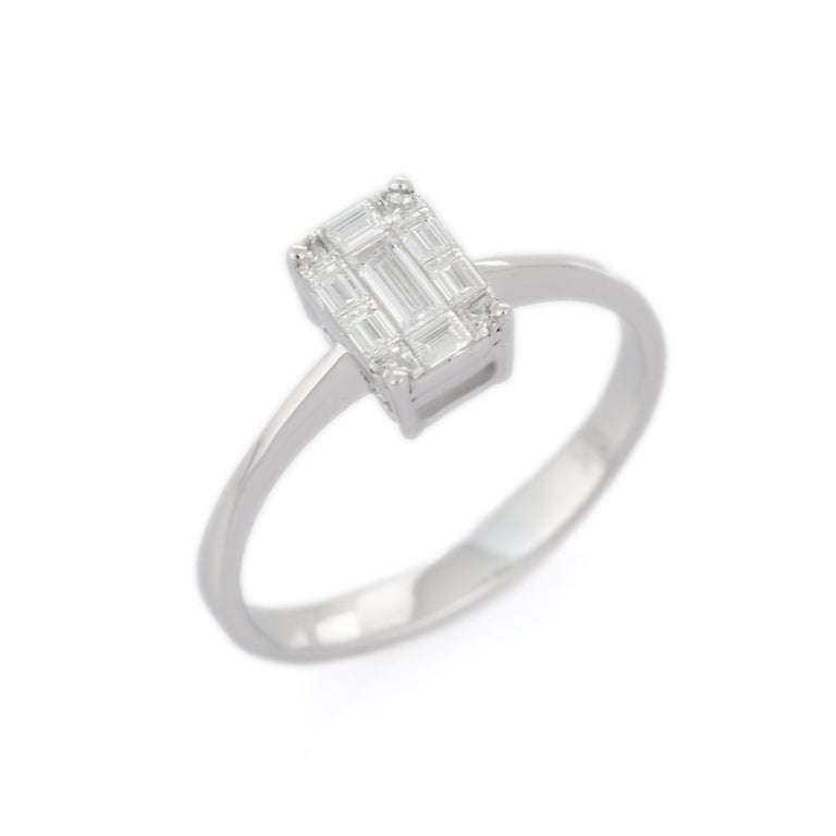 Customizable 18K White Gold Diamond Engagement Ring For Sale at 1stDibs