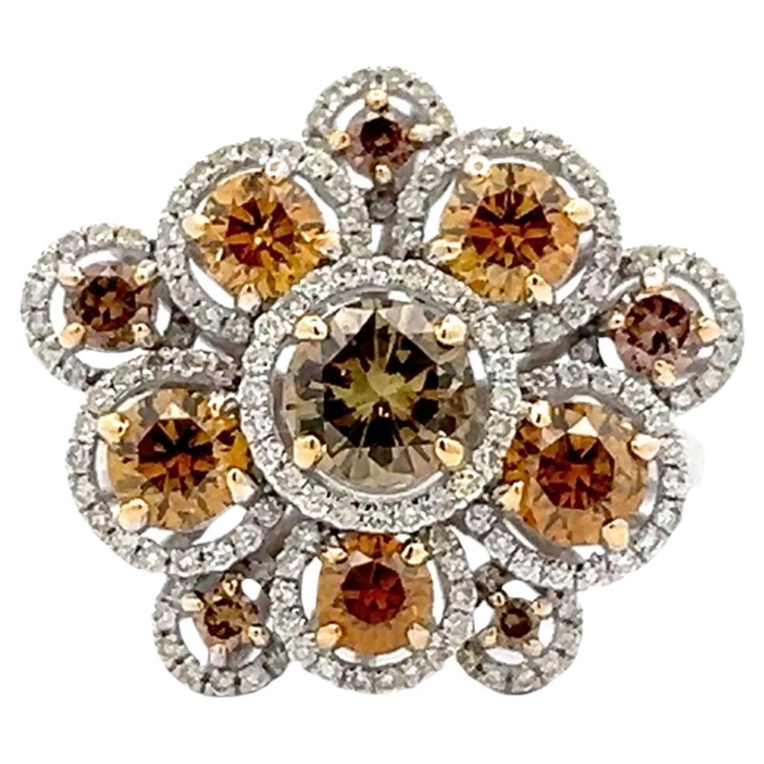18k White Gold Diamond Fancy Halo Ring For Sale at 1stDibs