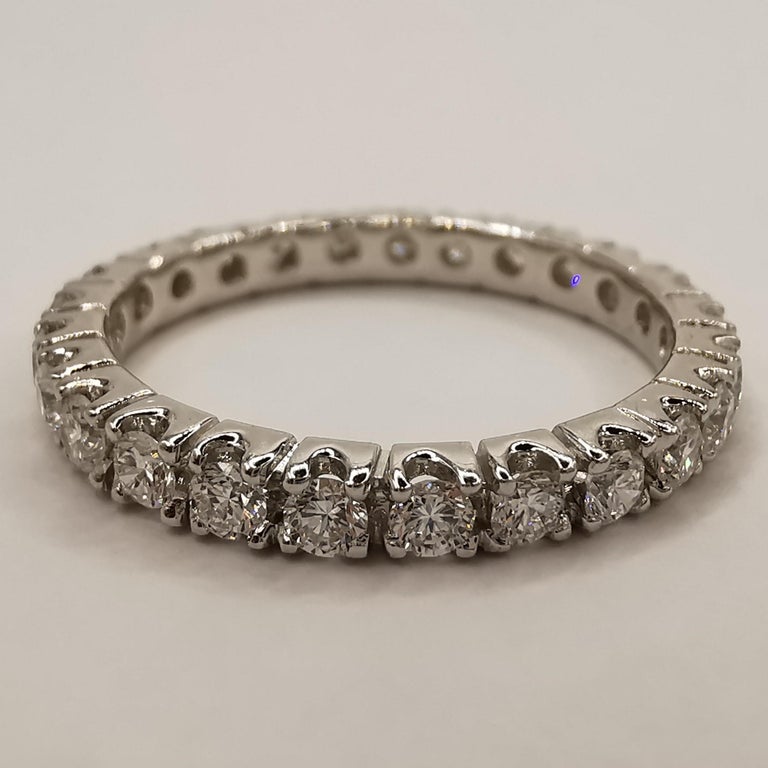 Customizable 18K White Gold Diamond Pavé Eternity Band Wedding Ring For ...
