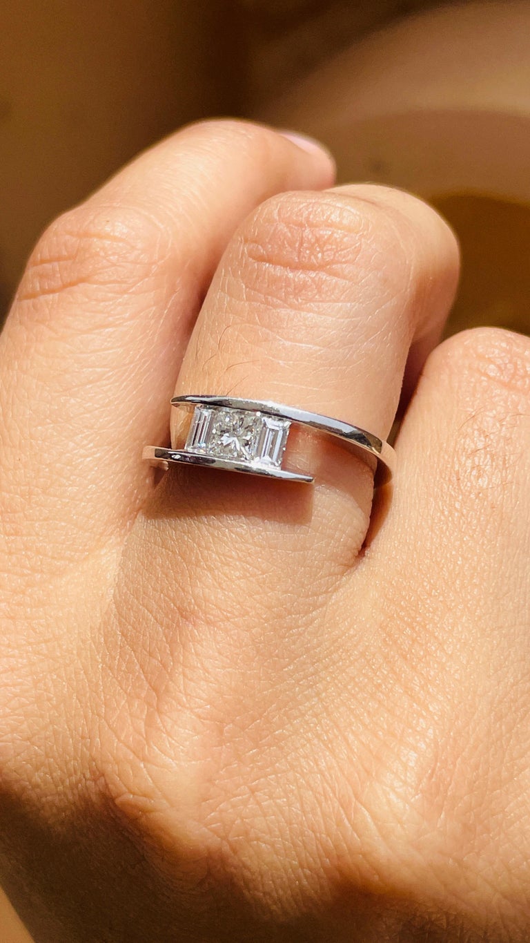 Customizable 18K White Gold Diamond Stacking Ring For Sale at 1stDibs