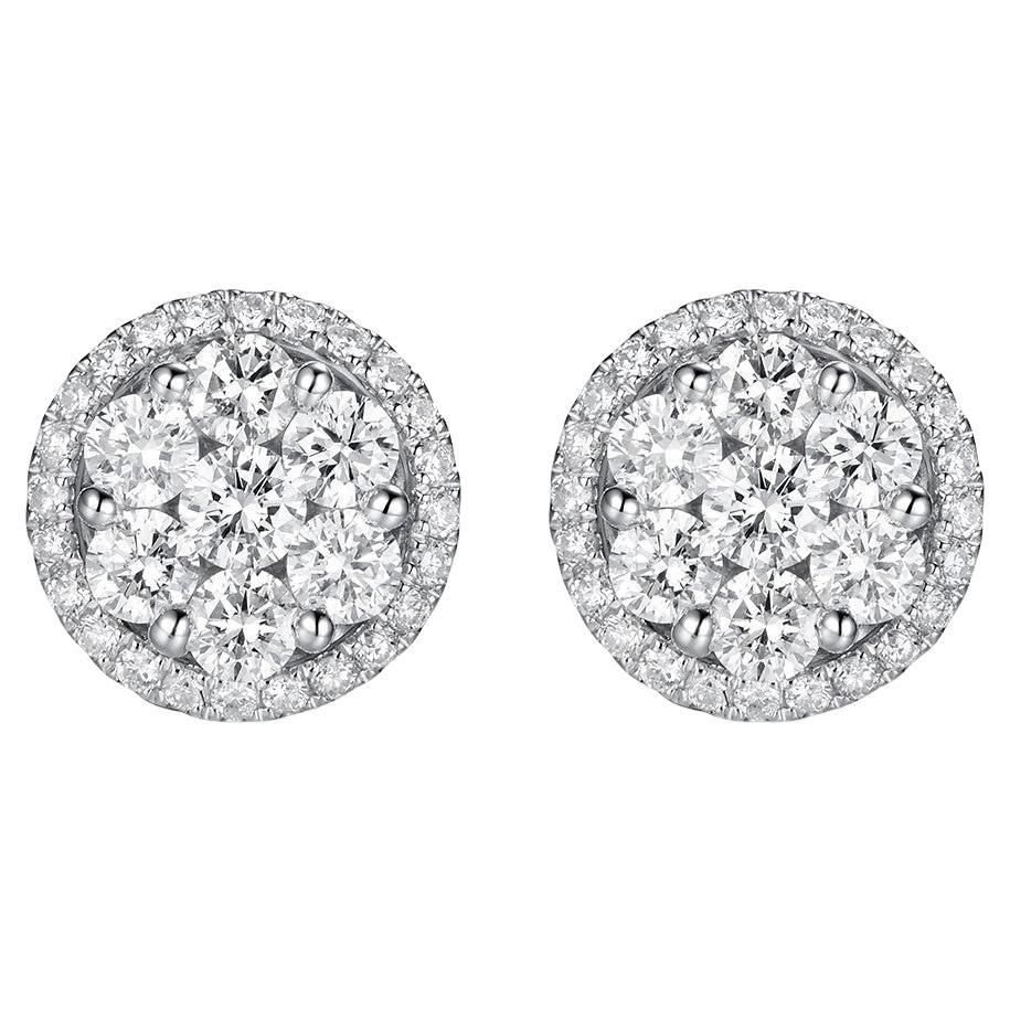 18K White gold Ruby and diamond invisible Stud Earrings For Sale at ...