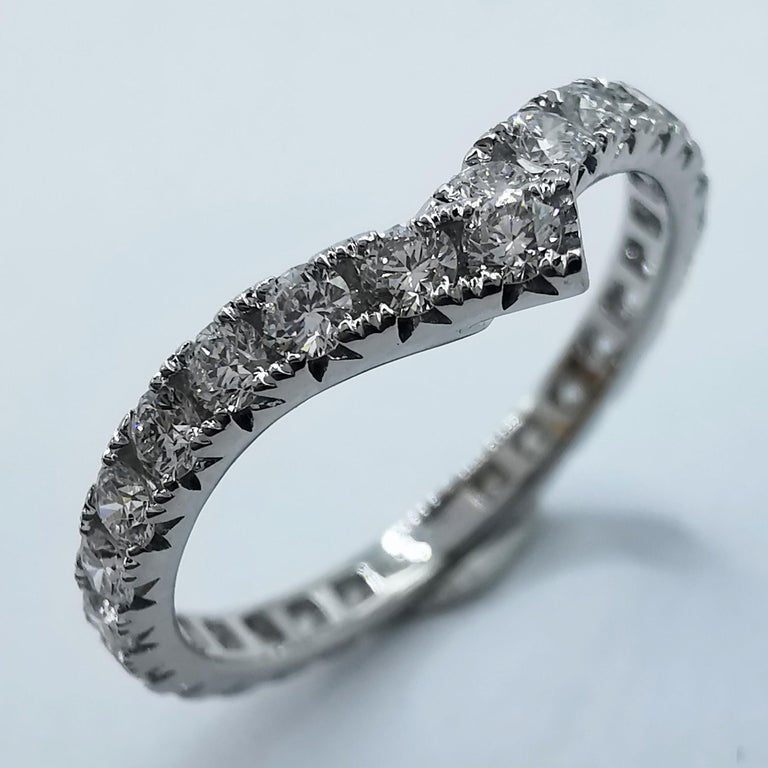 Customizable 18K White Gold Diamond V Shape Ribbon Wrap Eternity Band ...