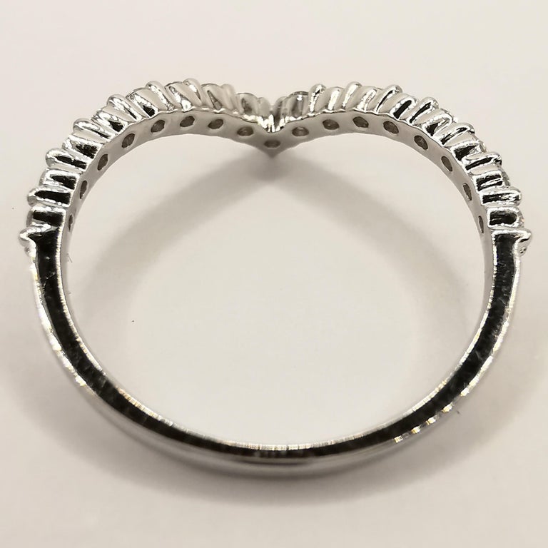 Customizable 18K White Gold Diamond V Shape Wishbone Half Eternity Band ...
