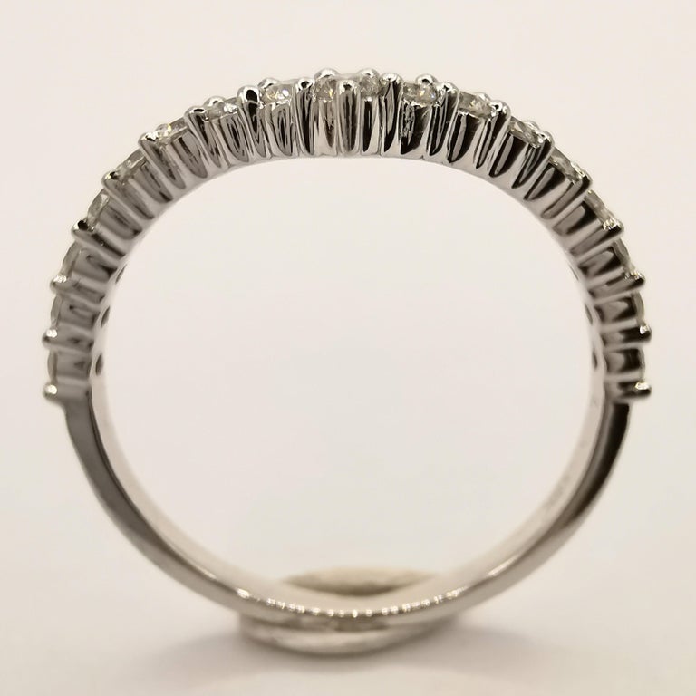 Customizable 18K White Gold Diamond V Shape Wishbone Half Eternity Band ...