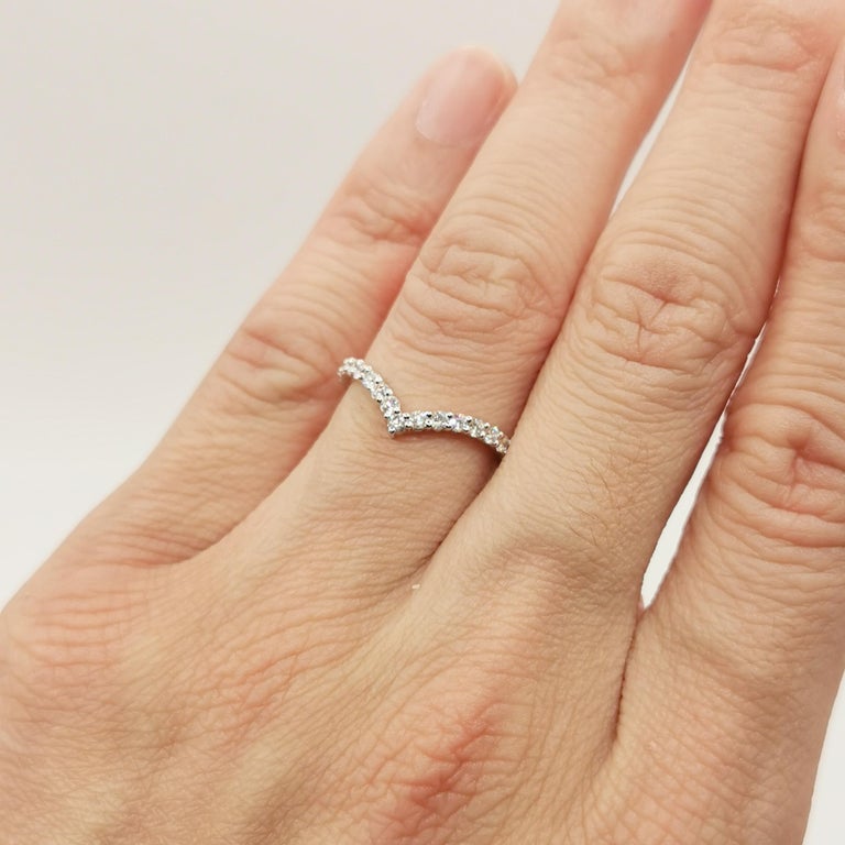 Customizable 18K White Gold Diamond V Shape Wishbone Half Eternity Band ...