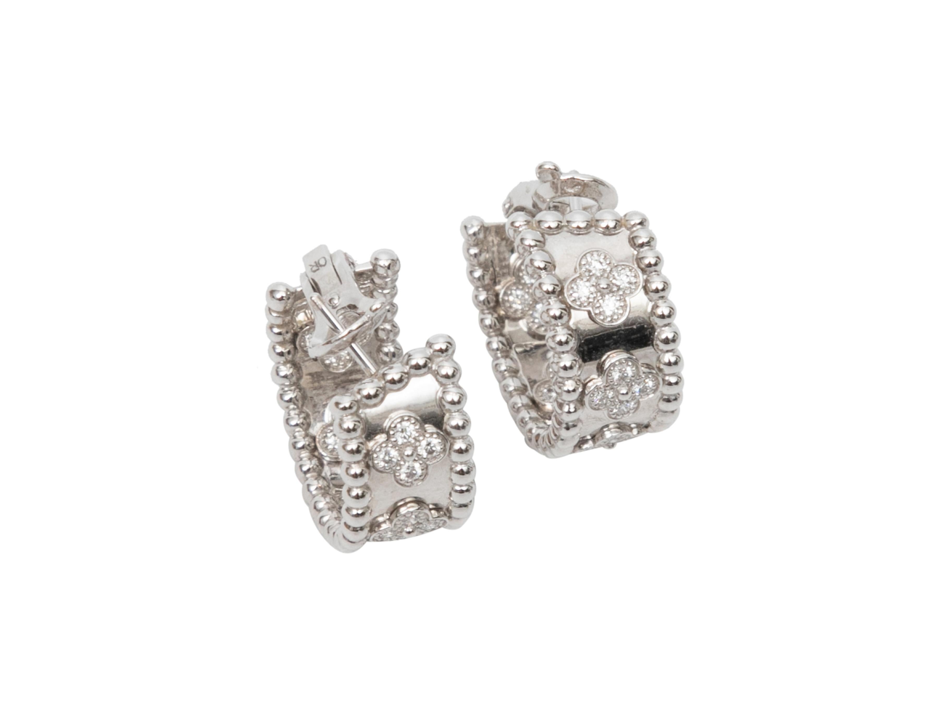 Van Cleef and Arpels Perlée Diamond 18 Karat White Gold Hoop Earrings ...