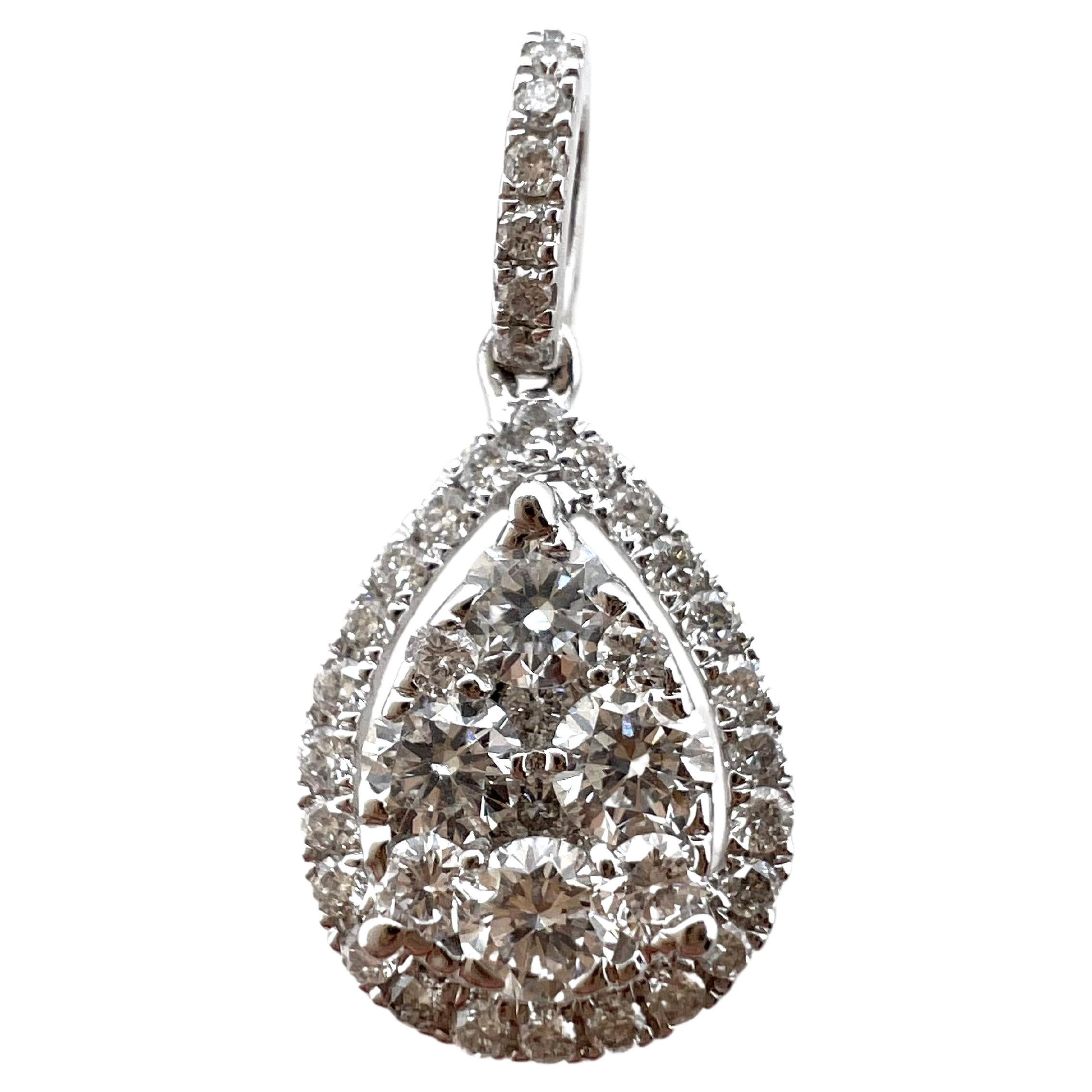 Tear Drop Pear Shape Diamond Pendant For Sale at 1stDibs