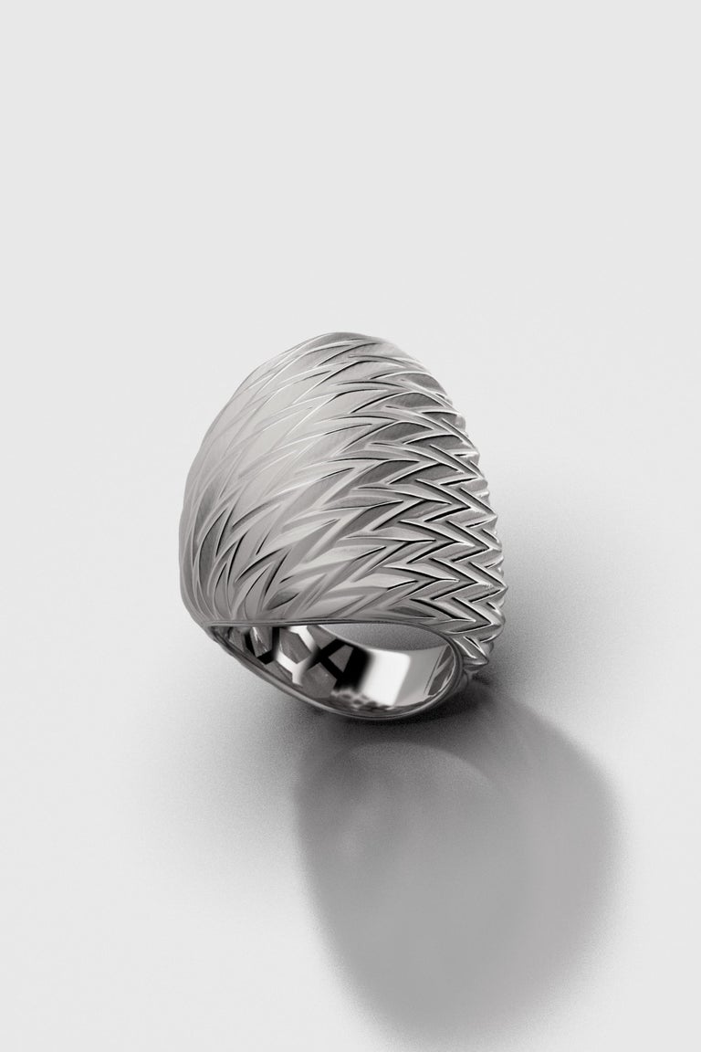 Customizable 18k White Gold Dome Ring Designed and Crafted in Italy by ...