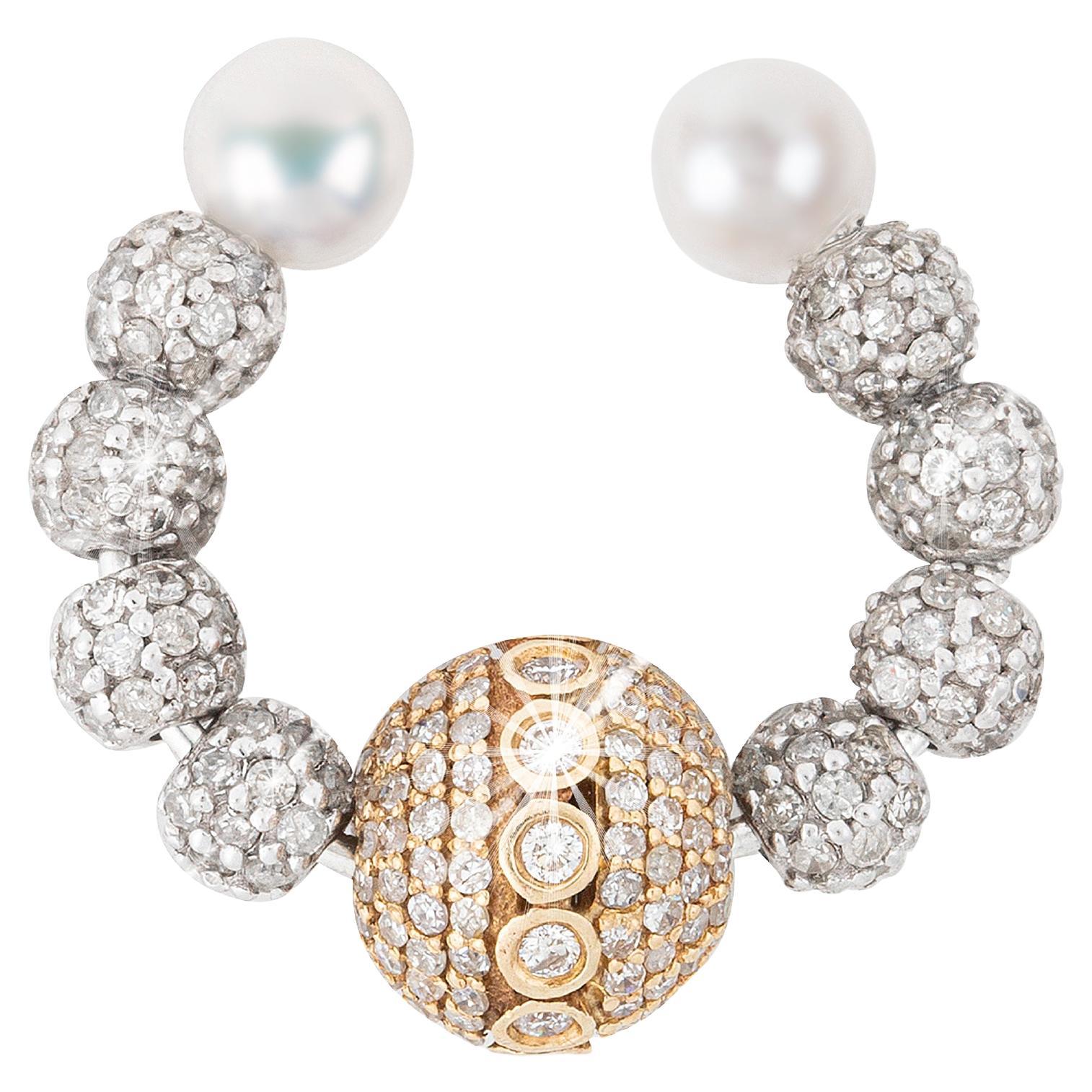 Large 18k Black Gold Earrings with Black Diamond-Encrusted Orbs For ...