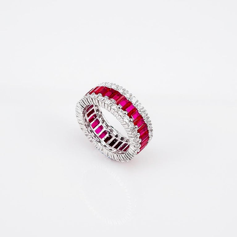 18k white gold Eternity Ruby and diamond Ring For Sale at 1stDibs