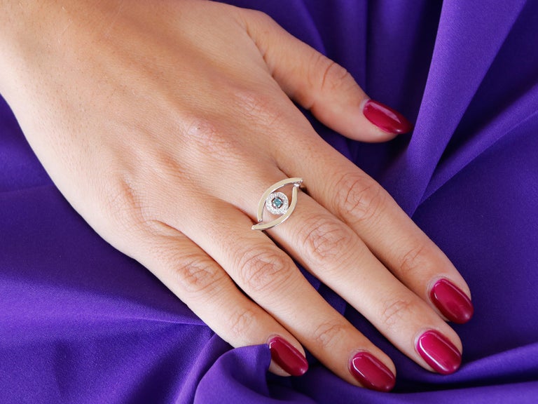 18k White Gold Evil Eye Ring with Diamonds For Sale at 1stDibs