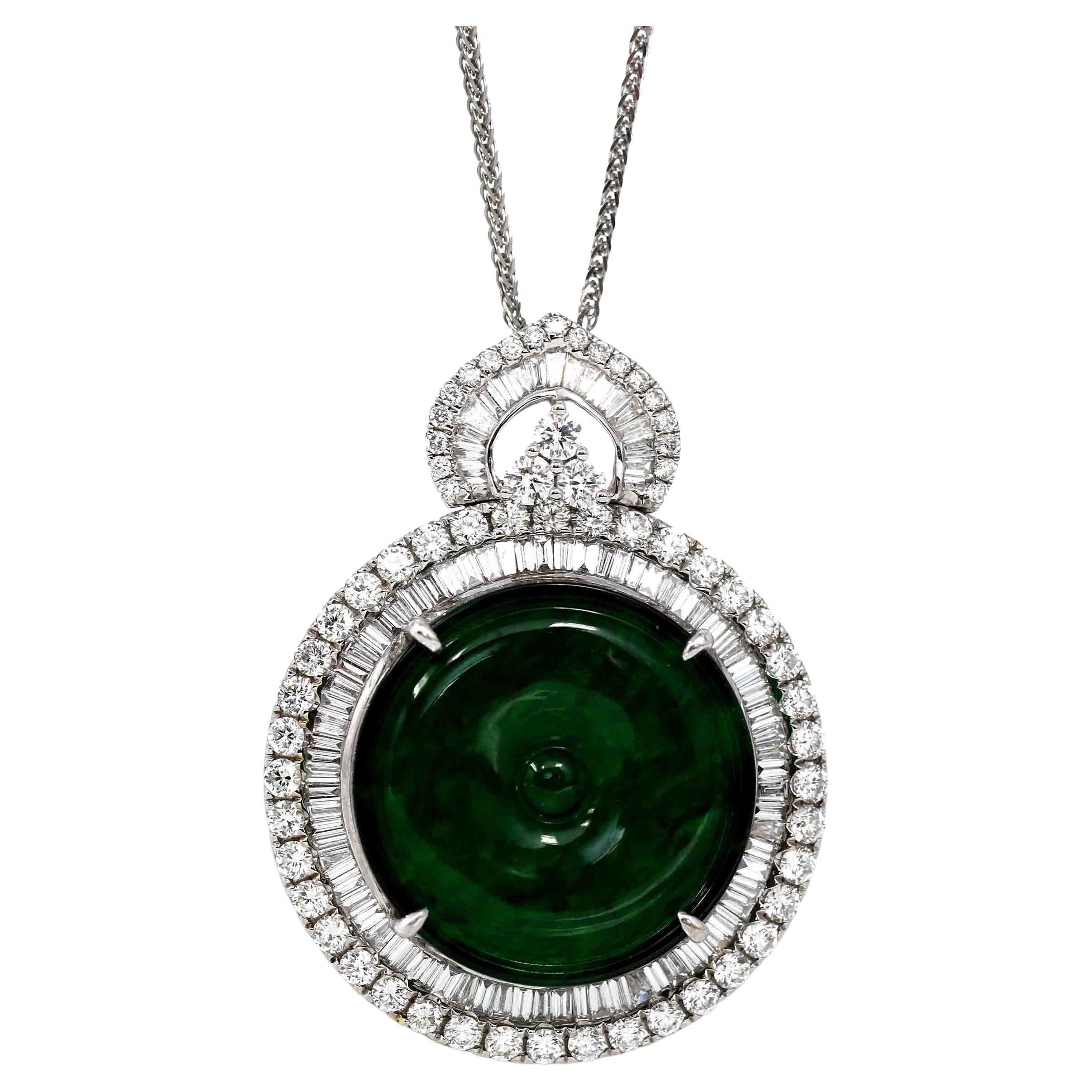 18K Rose Gold Genuine Imperial Jadeite Jade Pendant and Brooch with ...