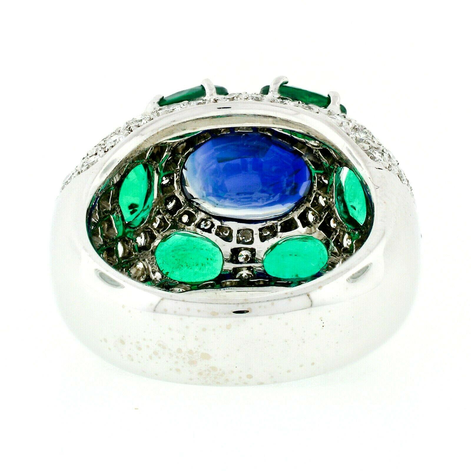 18k White Gold GIA and AGL 3.08ct Burma Sapphire, Emerald, and Diamond ...