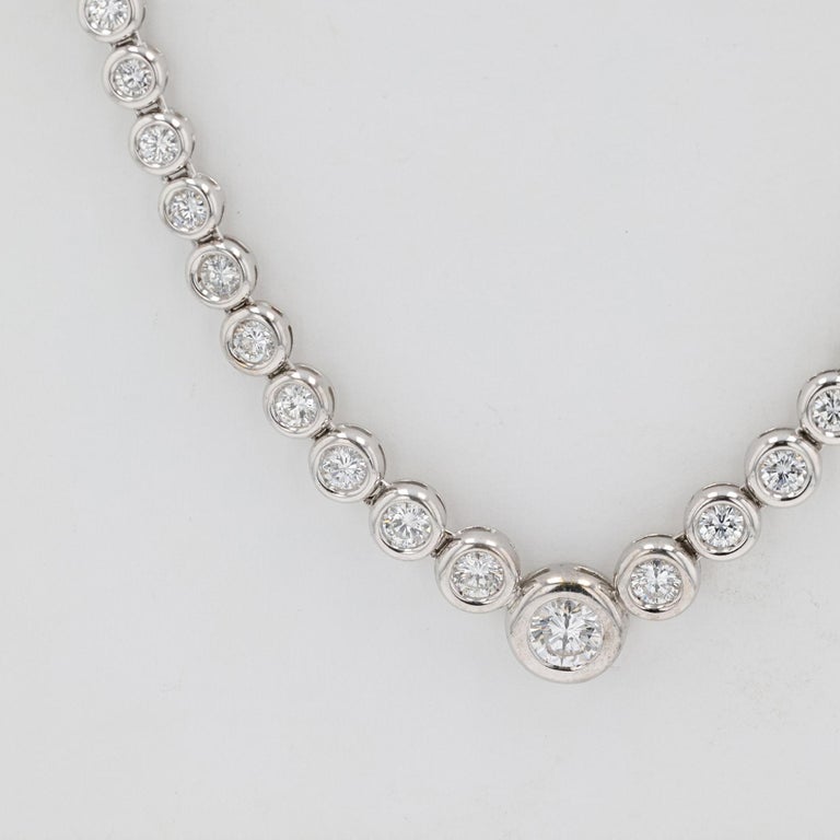 18k White Gold Graduated Diamond Riviera For Sale at 1stDibs
