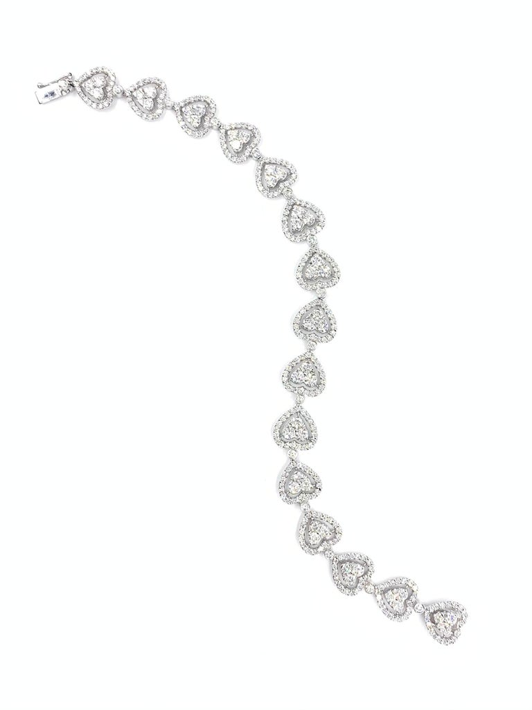 18 Karat White Gold Gregg Ruth Diamond Heart Bracelet For Sale at ...