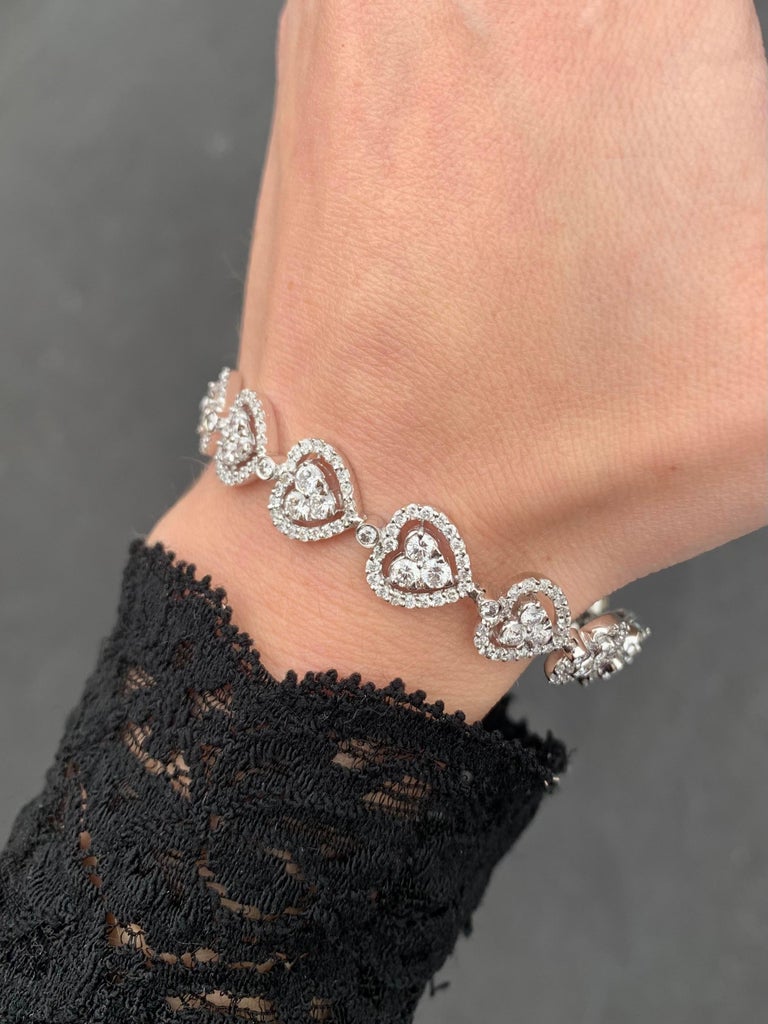 18 Karat White Gold Gregg Ruth Diamond Heart Bracelet For Sale at ...