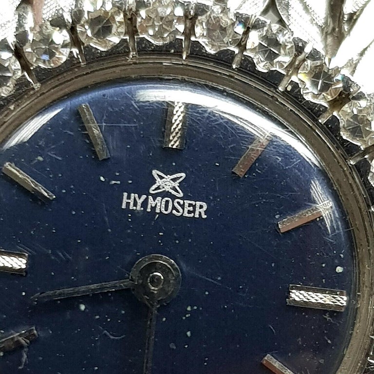 18 Karat White Gold HY MOSER Watch with Diamonds For Sale at 1stDibs ...