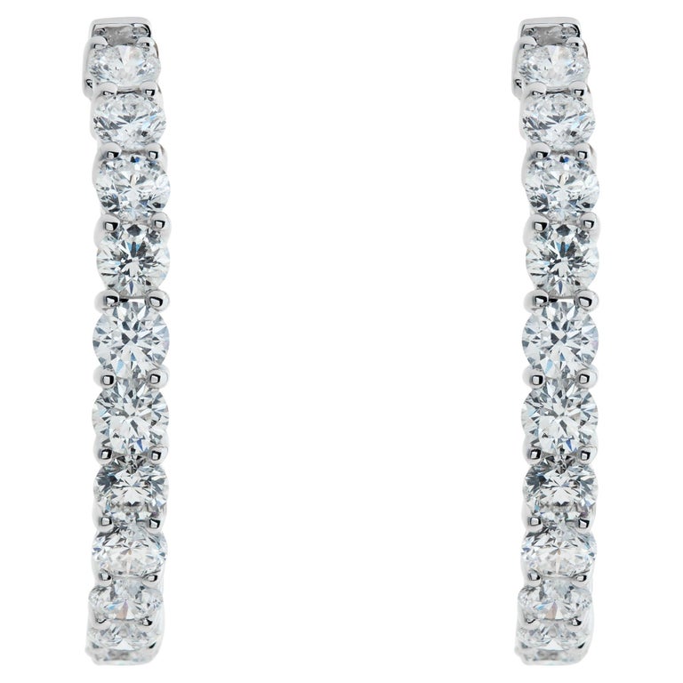 18k white gold inside-out diamond hoop earrings For Sale at 1stDibs