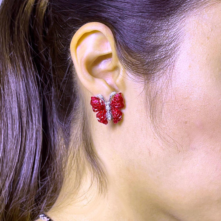 18k White Gold Invisible Butterfly Earrings For Sale at 1stDibs