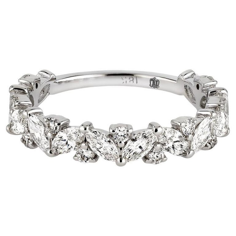 18k White Gold Marquise and Round Diamond Band For Sale at 1stDibs