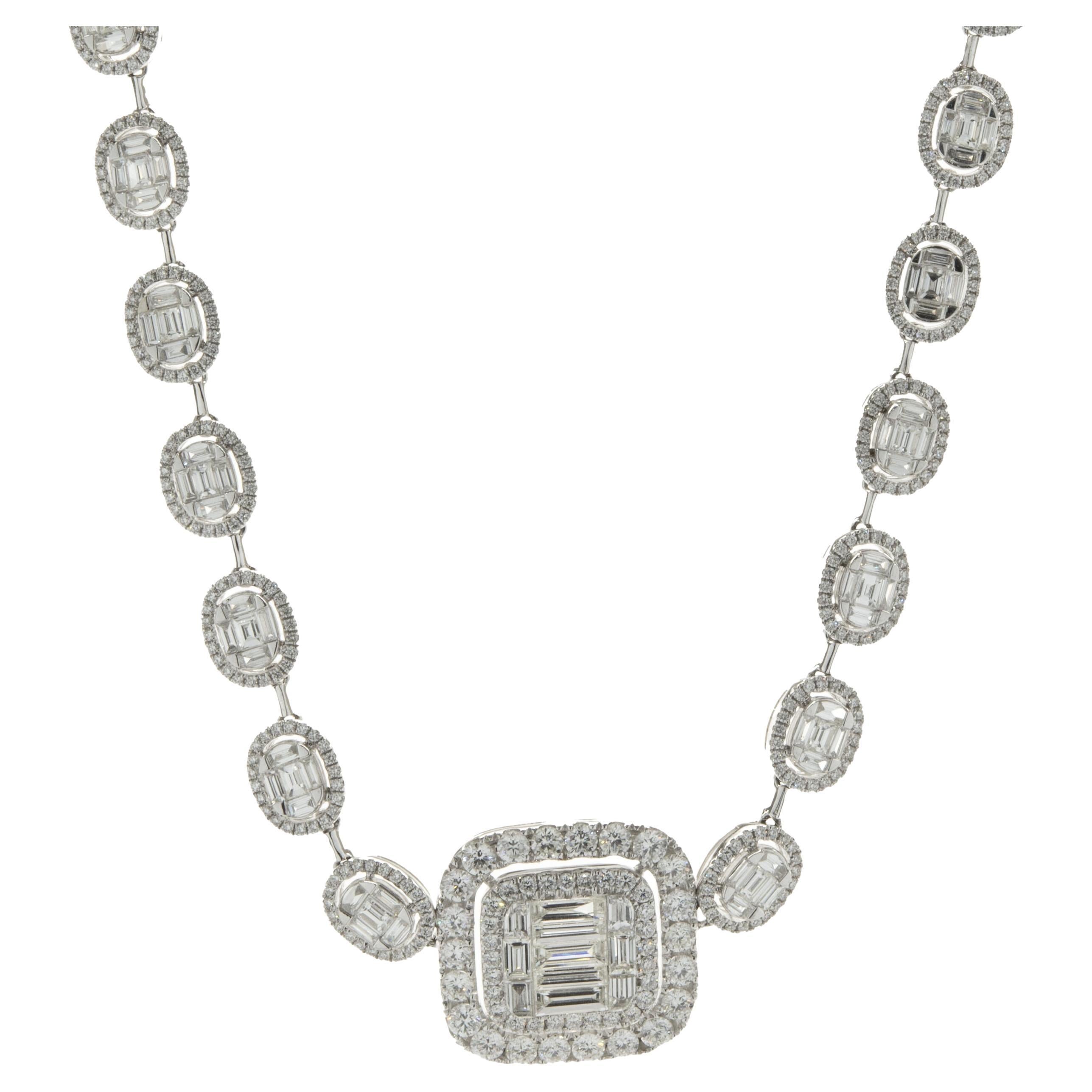18 Karat White Gold Mosaic Set Diamond Collar Necklace For Sale at 1stDibs