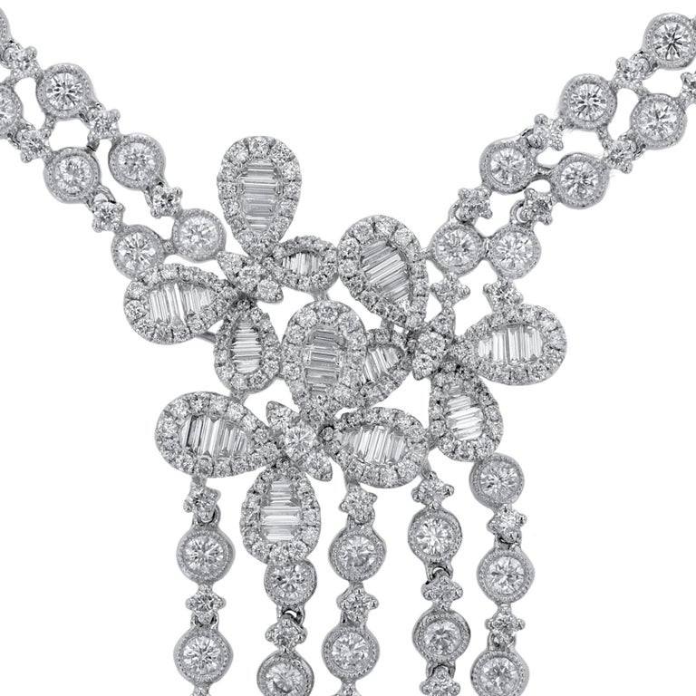 18K White Gold Multi Butterfly Double Strand 11.14 Carat Diamond ...