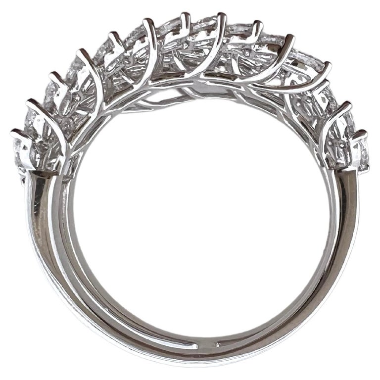 18k White Gold Multilayer Wreath Style Diamond Band Ring For Sale at ...