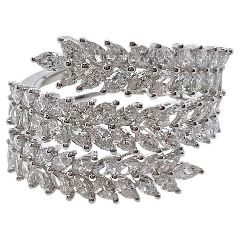 18k White Gold Multilayer Wreath Style Diamond Band Ring For Sale at ...