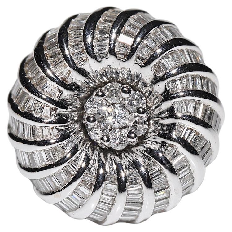 18k Gold Top Silver New Handmade Natural Diamond Decorated Strong Ring ...