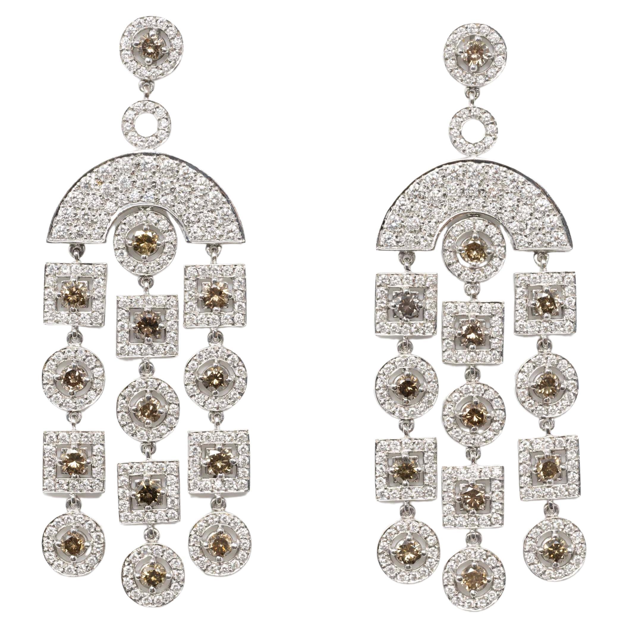 Fancy Colored Diamond Chandelier Earrings in 18 Karat Gold at 1stDibs
