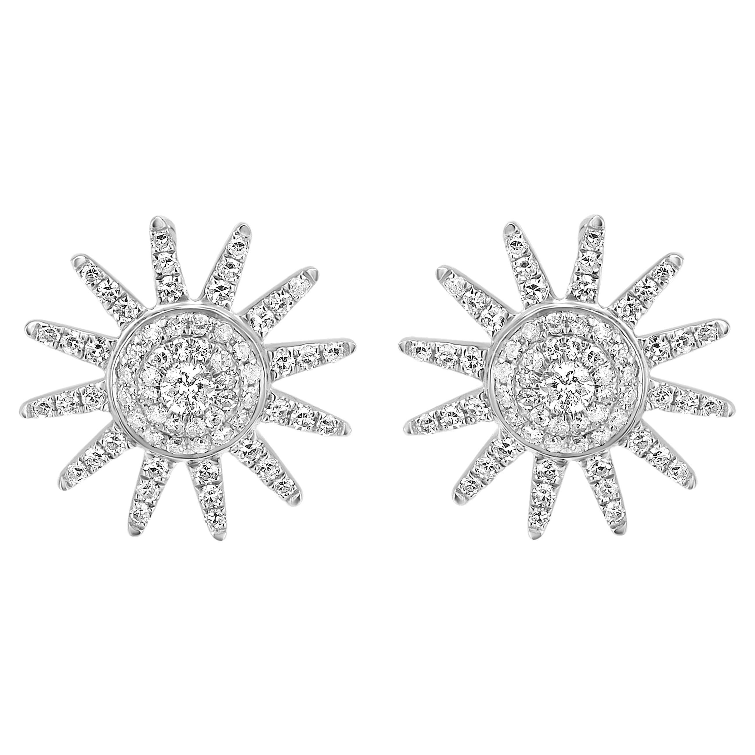 Singular-Diamond 18K Gold Stud Earrings For Sale at 1stDibs