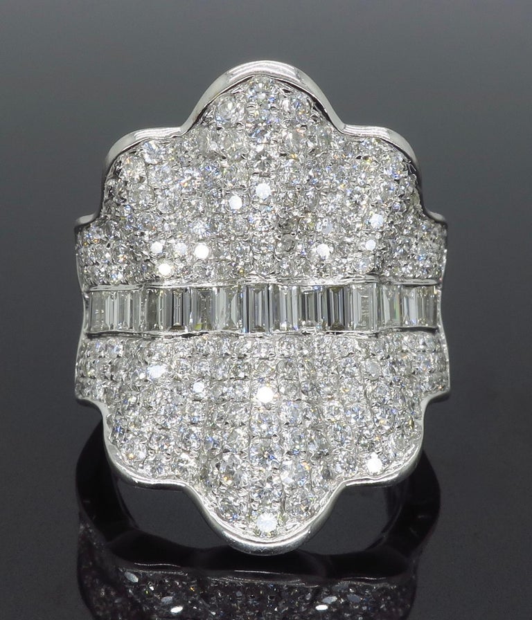 18 Karat White Gold Pave Diamond Wave Ring at 1stDibs | white gold pave ...