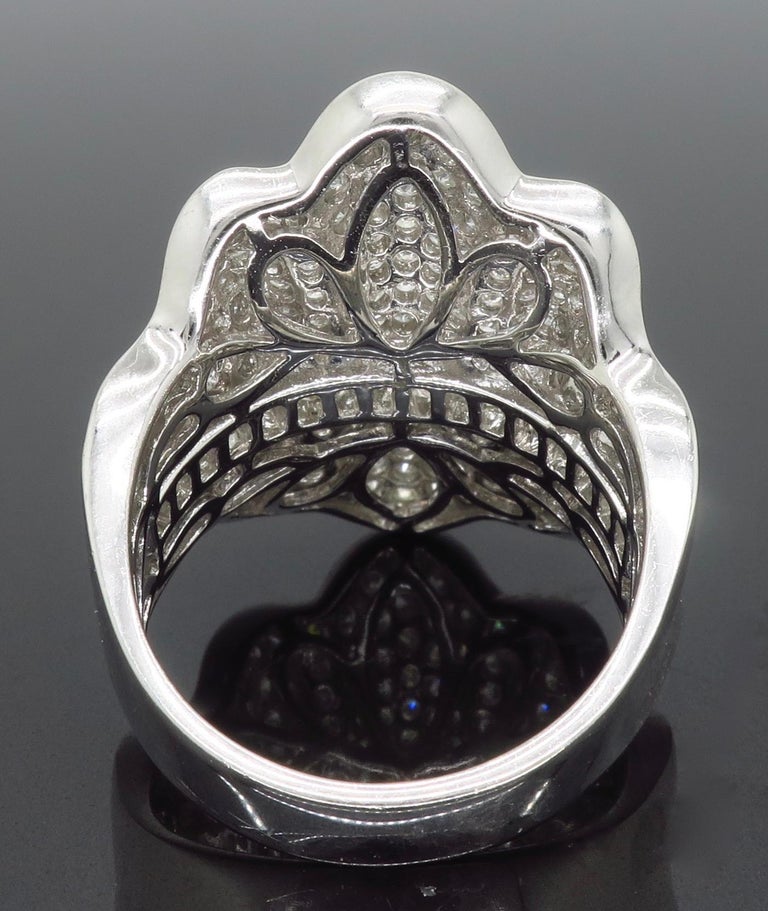 18 Karat White Gold Pave Diamond Wave Ring at 1stDibs | white gold pave ...