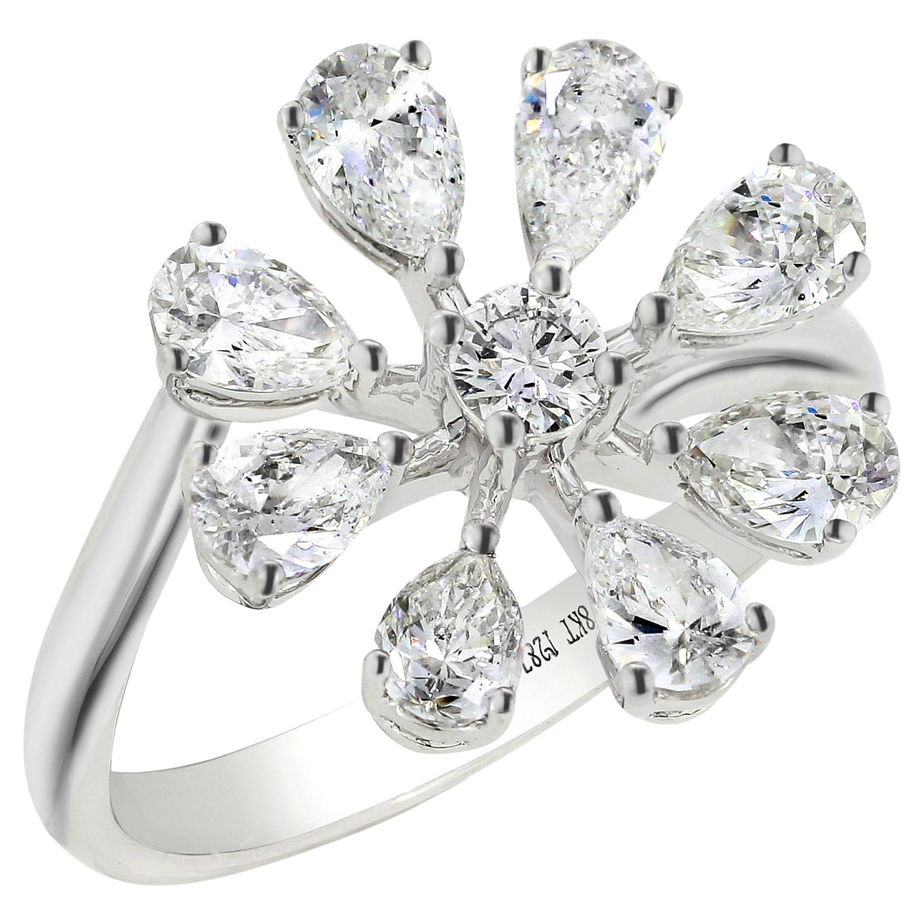 Pear Shaped Ruby Diamond Flower Cluster Ring at 1stDibs | pear shaped ...