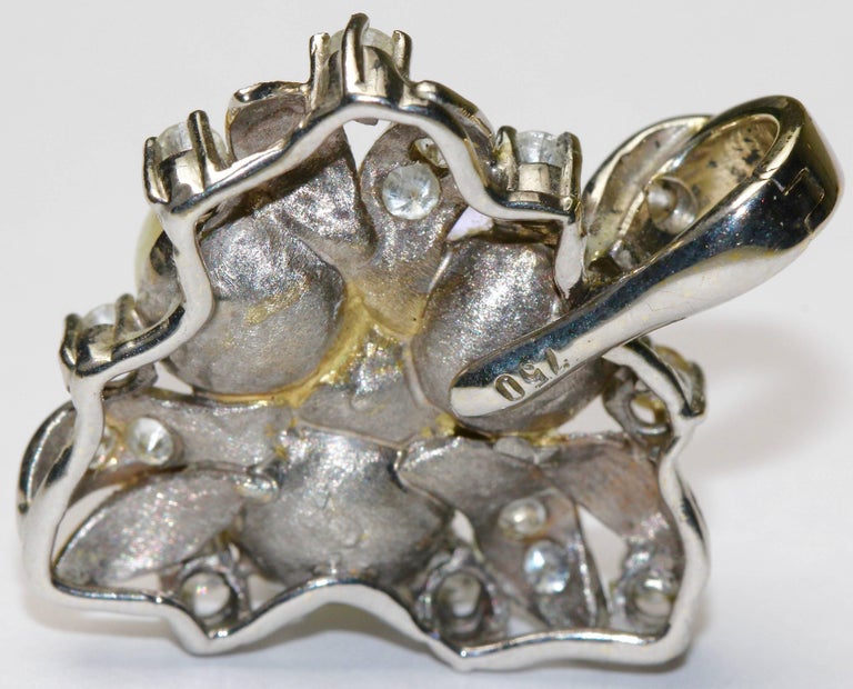 18K White Gold pendant Enhancer with 16 Diamonds and three South Sea ...