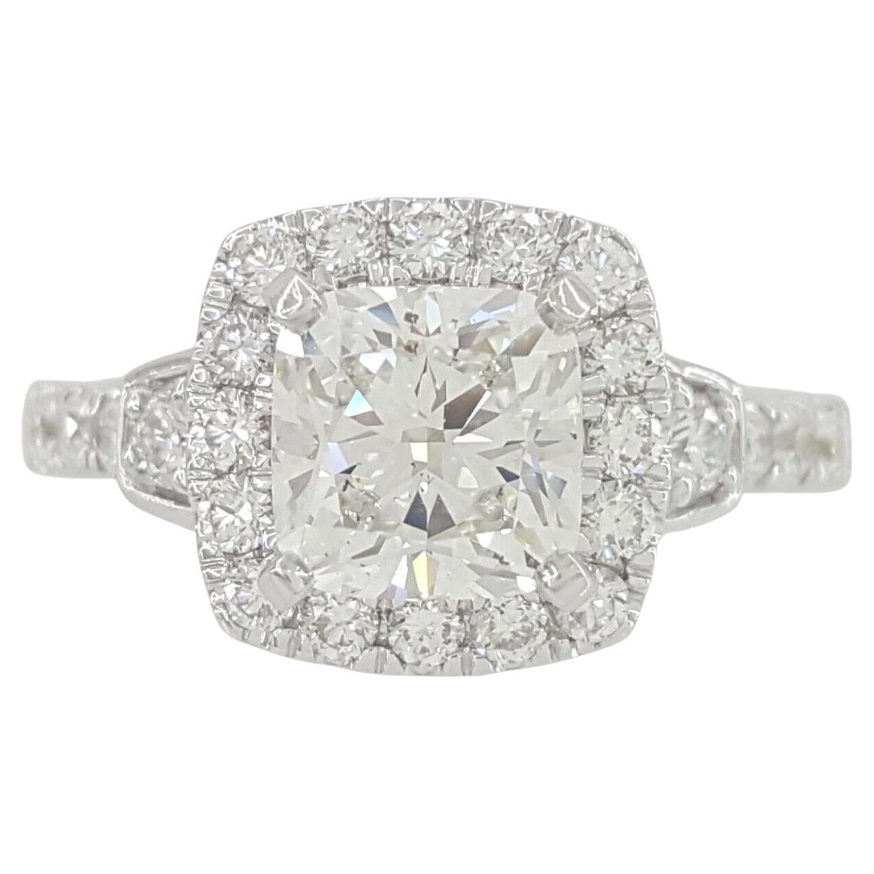 White Gold Round Brilliant Cut Diamond Double Halo Engagement Ring For ...